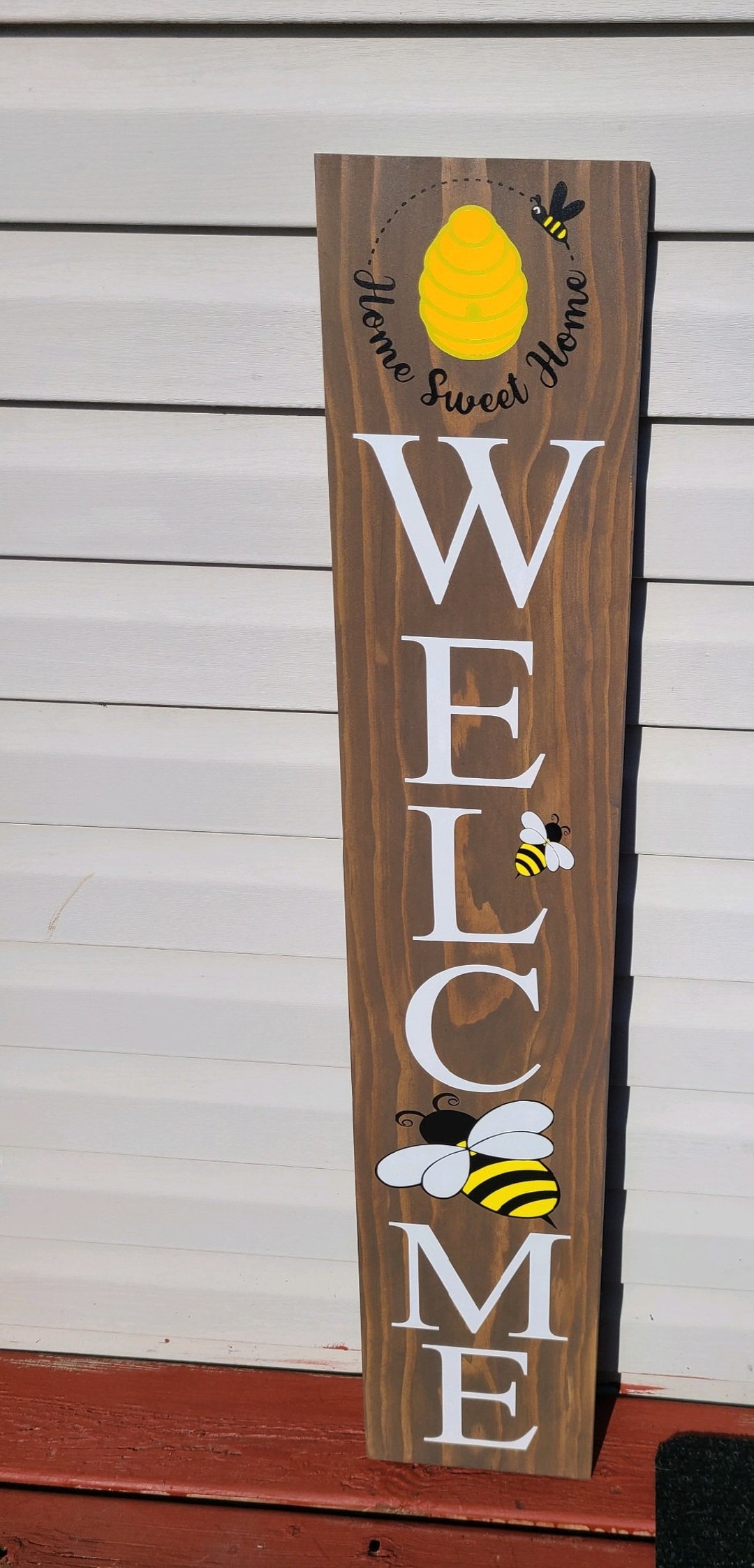 Welcome Sign, Front Door Decor, Bee Welcome, Sunflower Welcome, Welcome ...