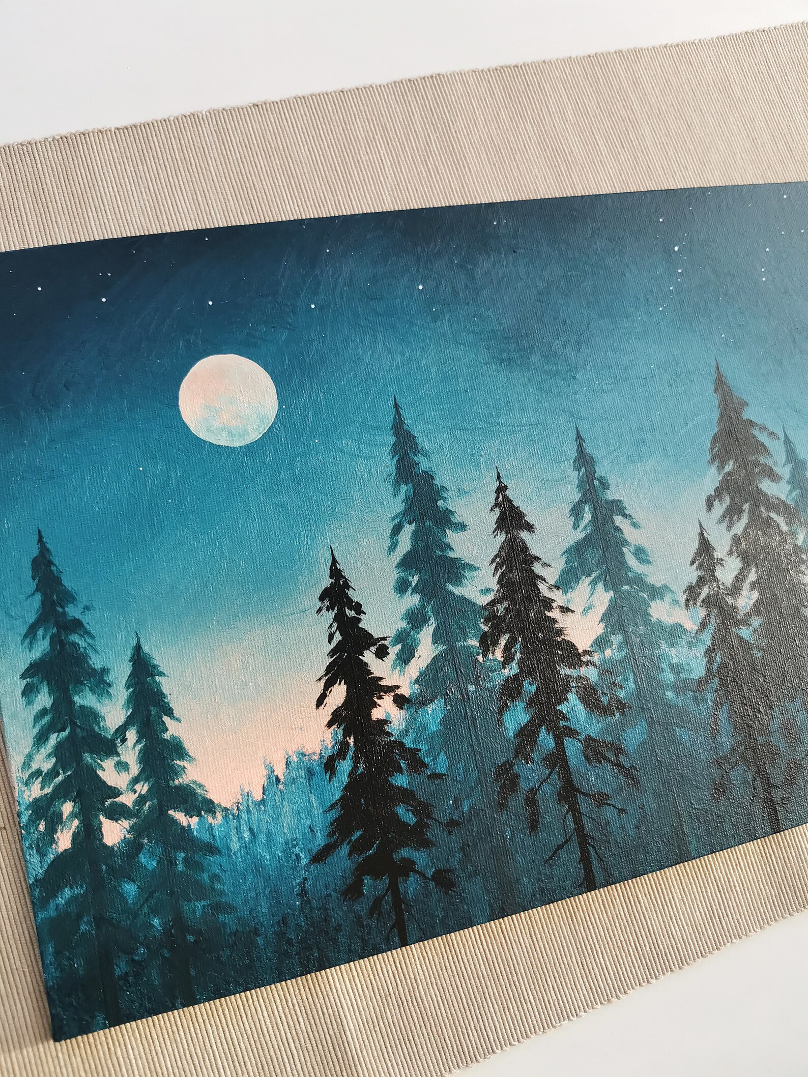 Dark landscape painting Original Art Night Sky Painting | Etsy