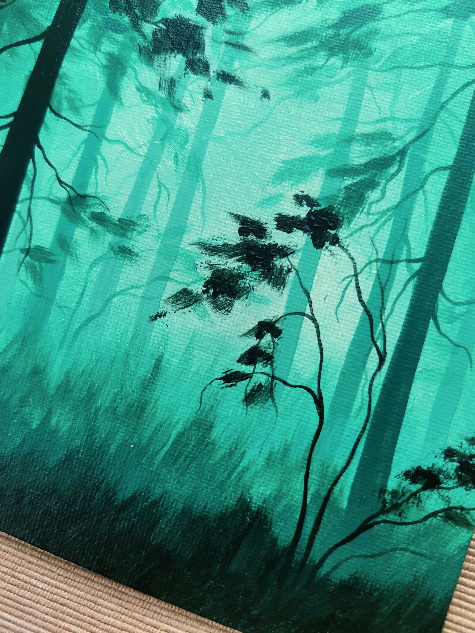 Dark landscape painting Original Art Night Forest Painting | Etsy