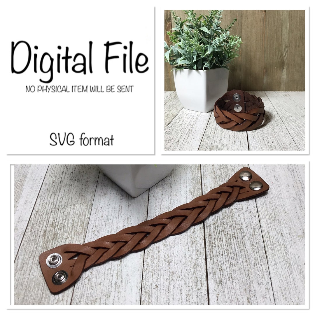 5 Strand Mystery Braid Leather Cuff Bracelet Svg/braided Bracelet/braid ...