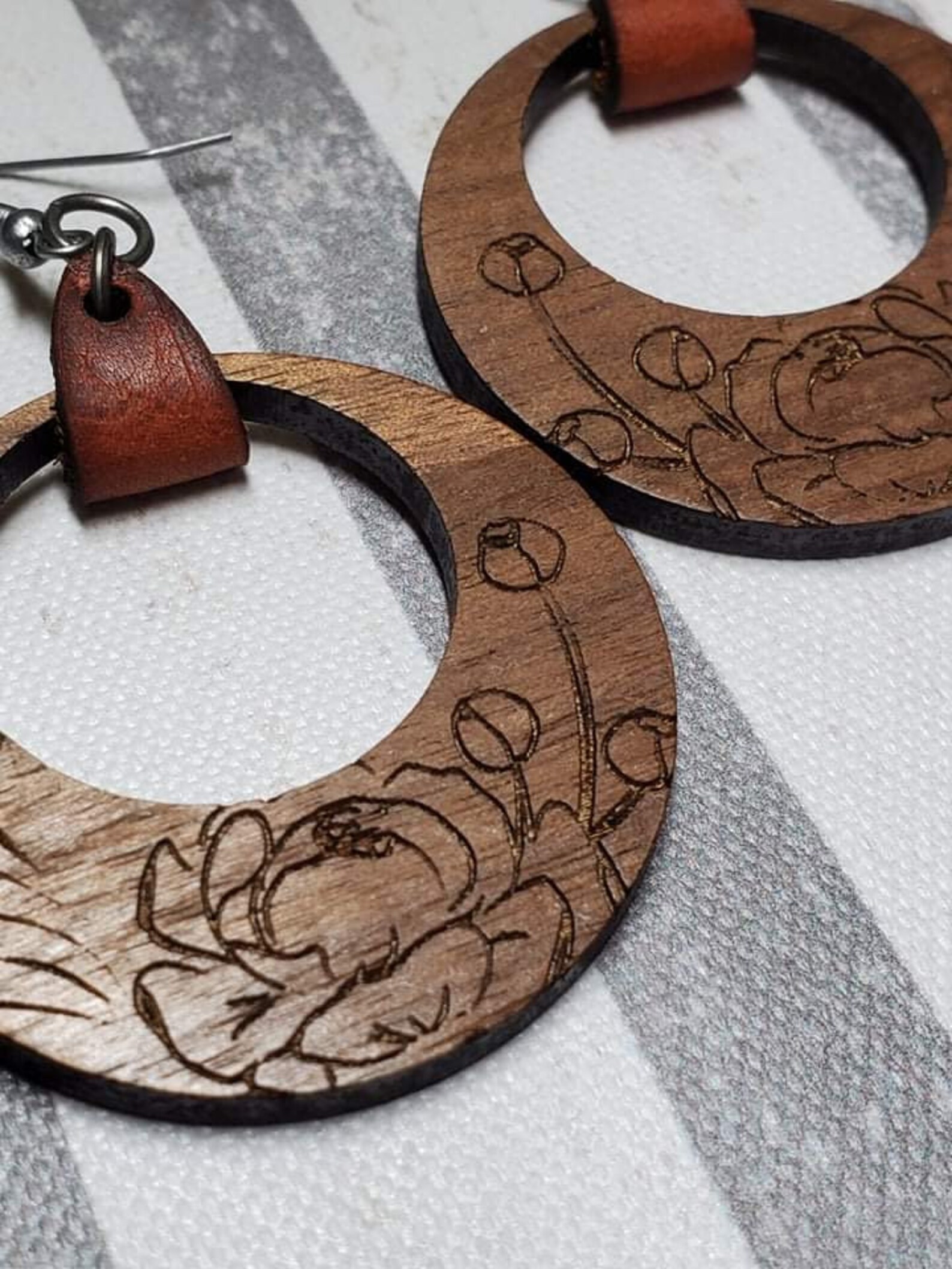 Wood Earring SVG/ Laser Earring SVG/ Peony Earring File/ - Etsy