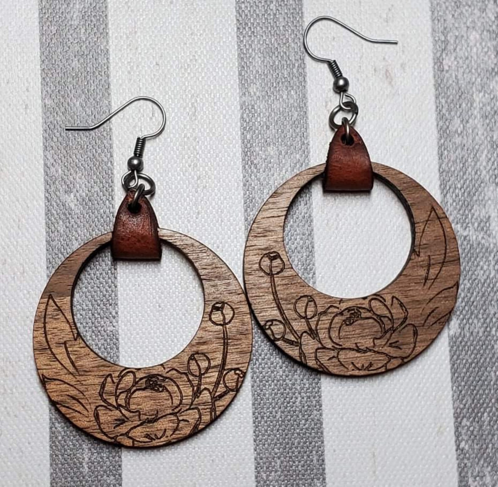Wood Earring SVG/ Laser Earring SVG/ Peony Earring File/ - Etsy