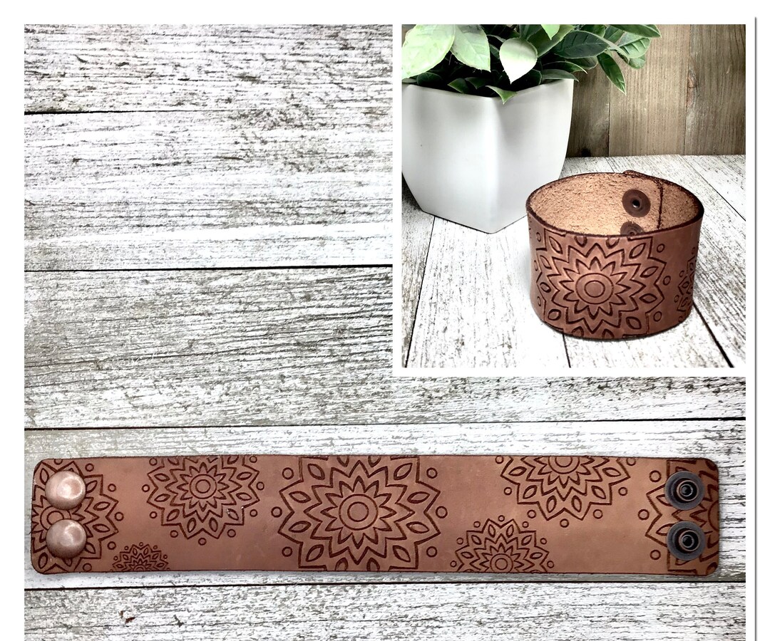 Sunburst Mandala Leather Cuff Bracelet Svg/mandala Bracelet/leather ...