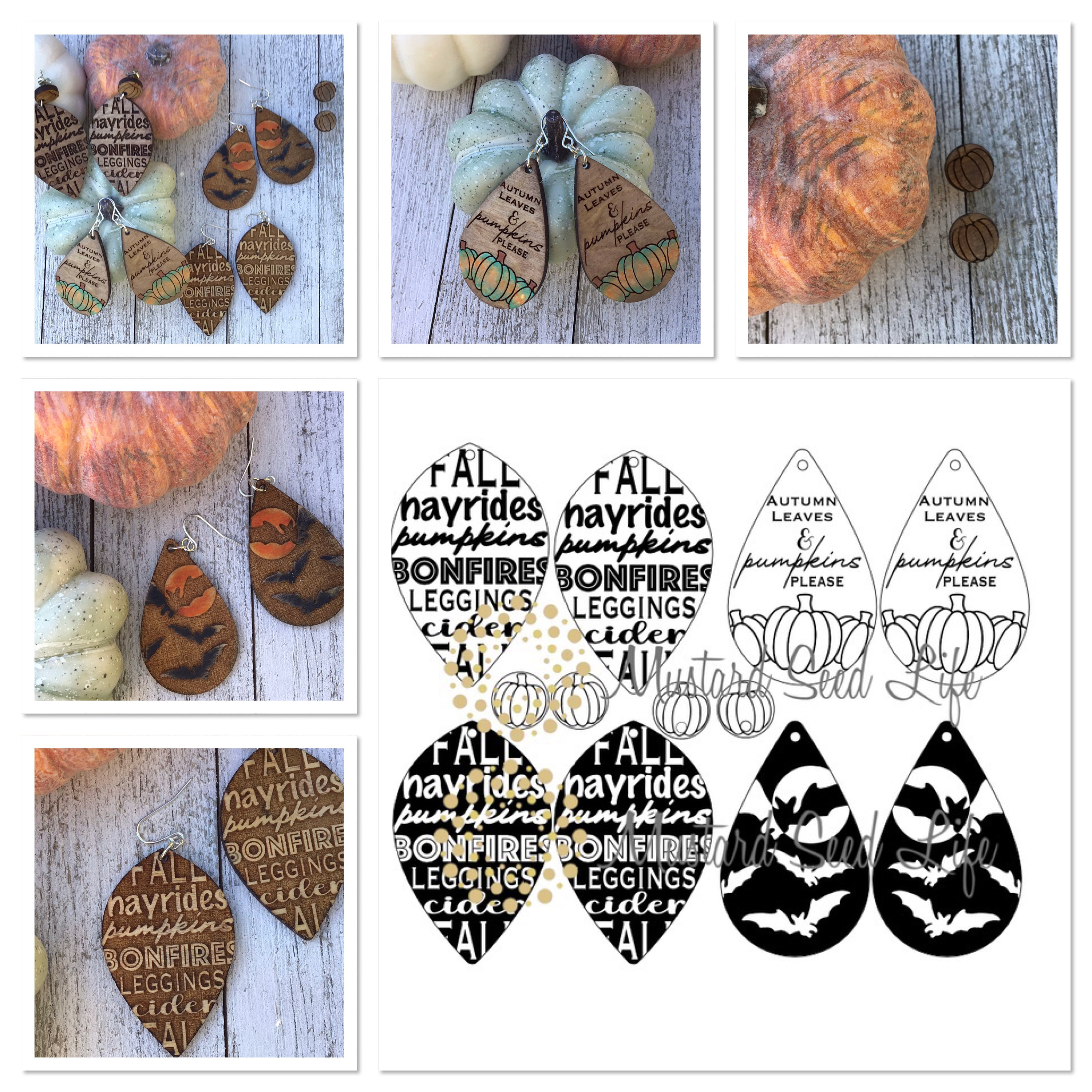 Fall Themed Earring Svg/autumn Earring Svg/laser Earring - Etsy