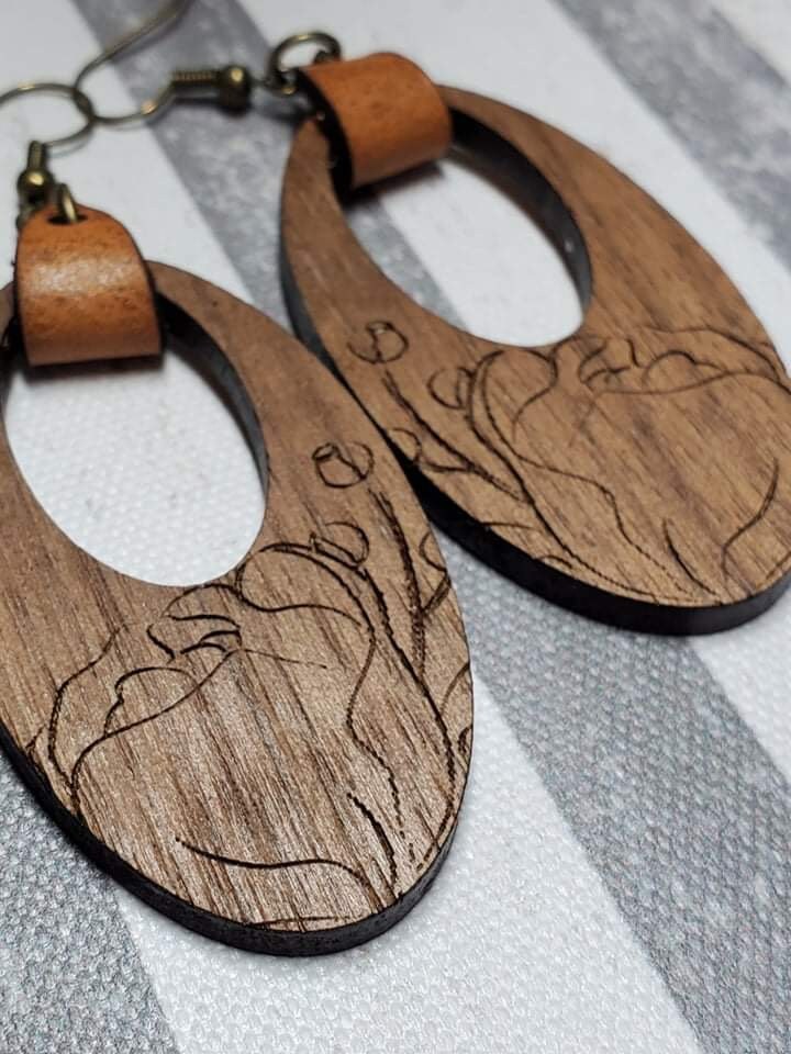 Wood Earring SVG/ Laser Earring SVG/ Peony Earring File/ - Etsy