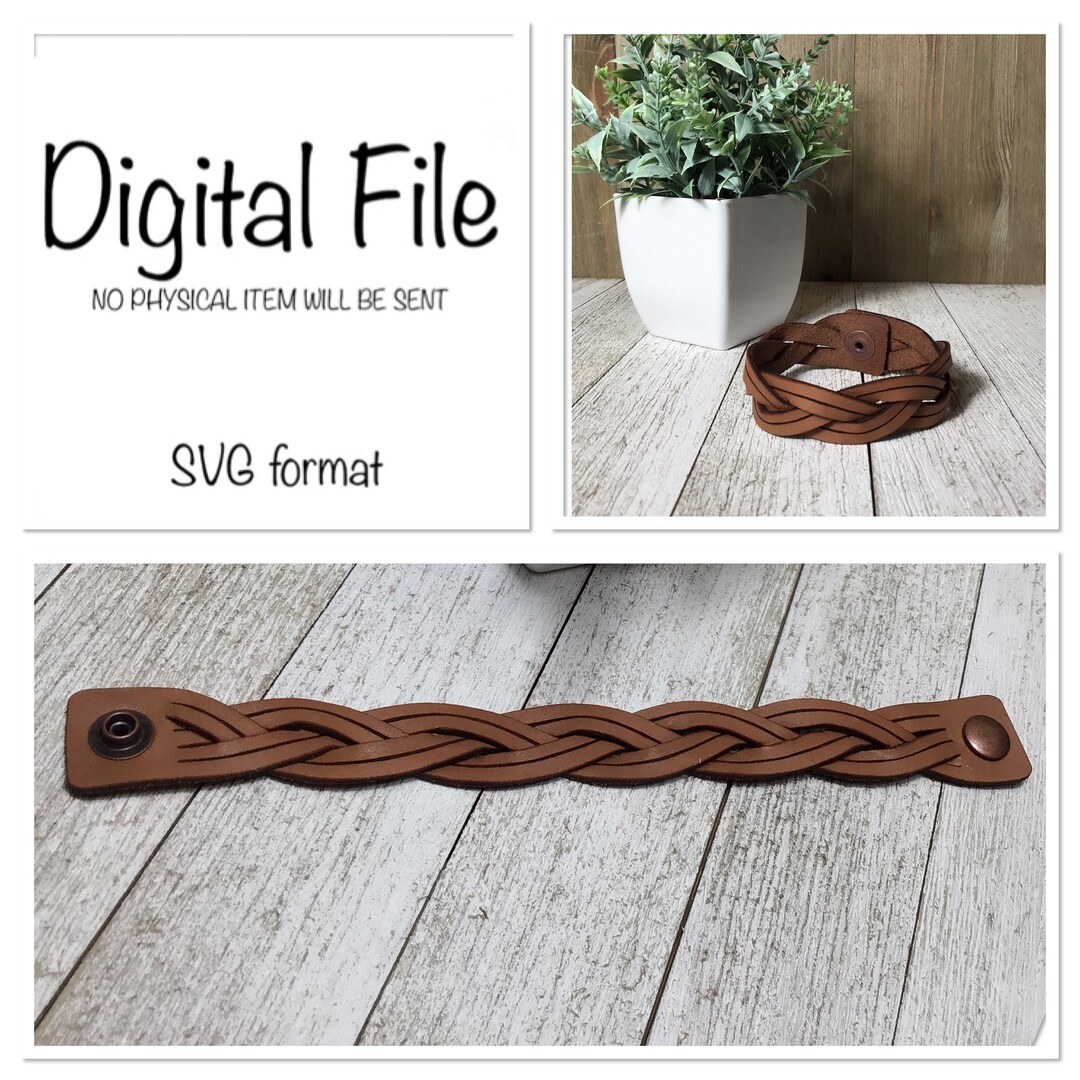 Mystery Braid Leather Cuff Bracelet Svg/braided Bracelet/braid Laser ...