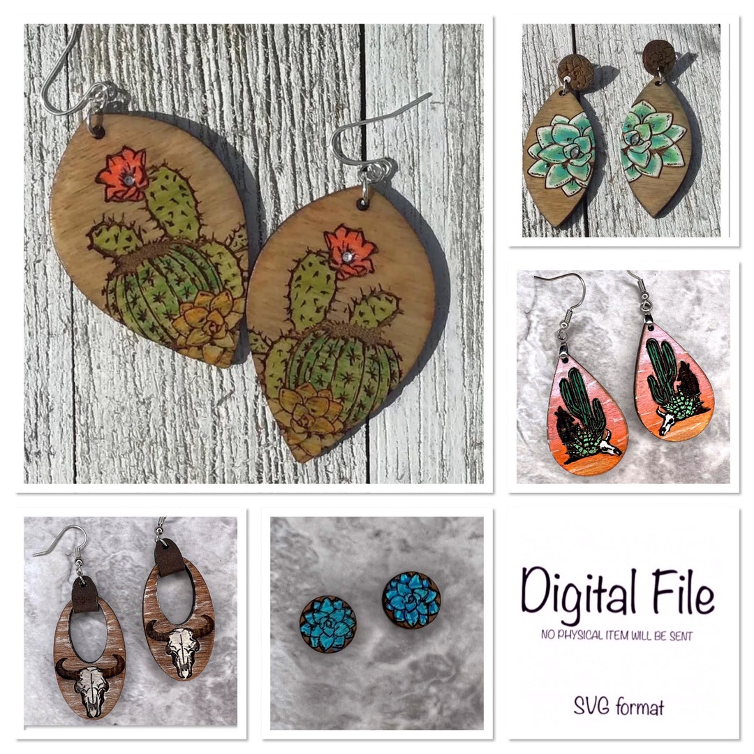 Western Themed Earring Svg/cactus Earring Svg/laser Earring Svg/desert ...