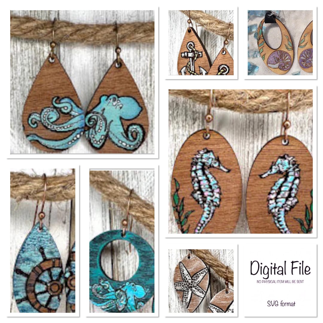 Ocean Themed Earring Svg/sea Creature Earring Svg/laser Earring Svg ...