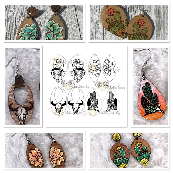 Western Themed Earring Svg/cactus Earring Svg/laser Earring - Etsy