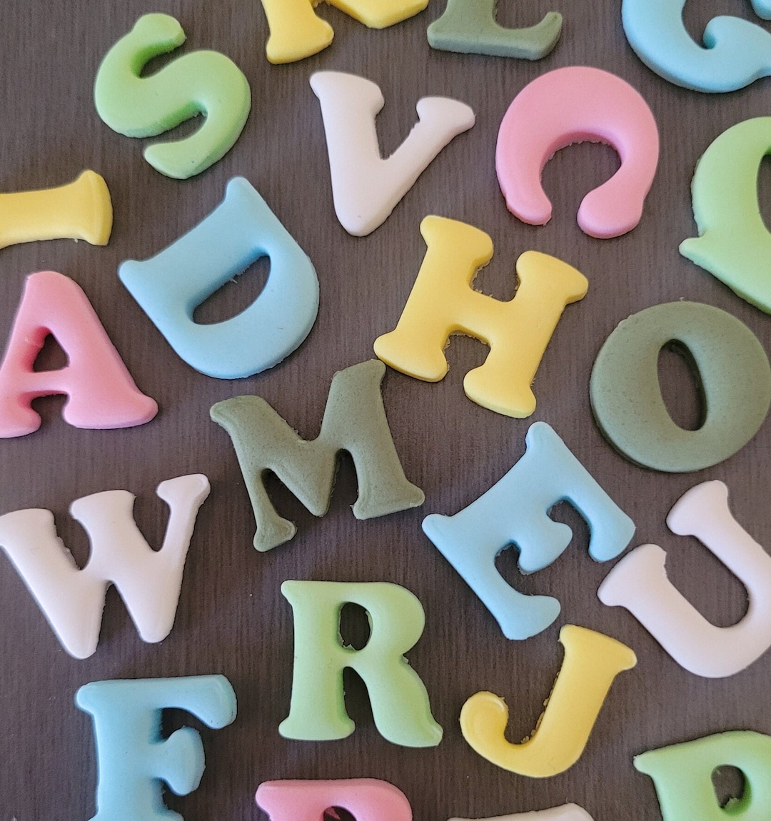 Alphabet Toppers plain, Letter Cake Toppers, Alphabet Cake Decorations ...