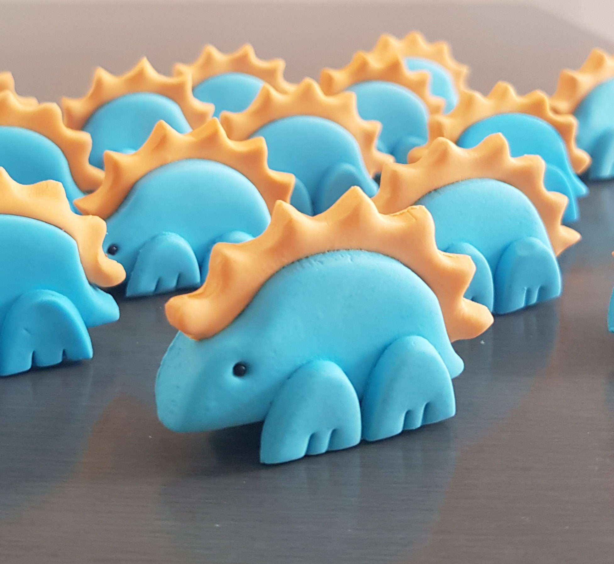 6 X Dinosaur blue Cupcake Toppers Fondant Icing Dinosaur - Etsy