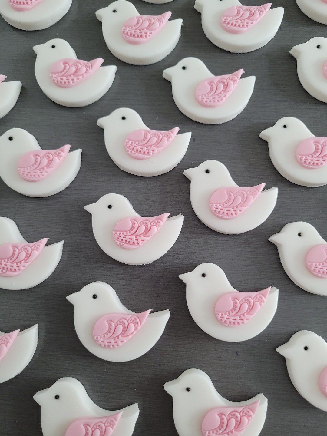 6 X Bird Cupcake Toppers, Fondant Bird Cupcake Decorations, Sweet ...