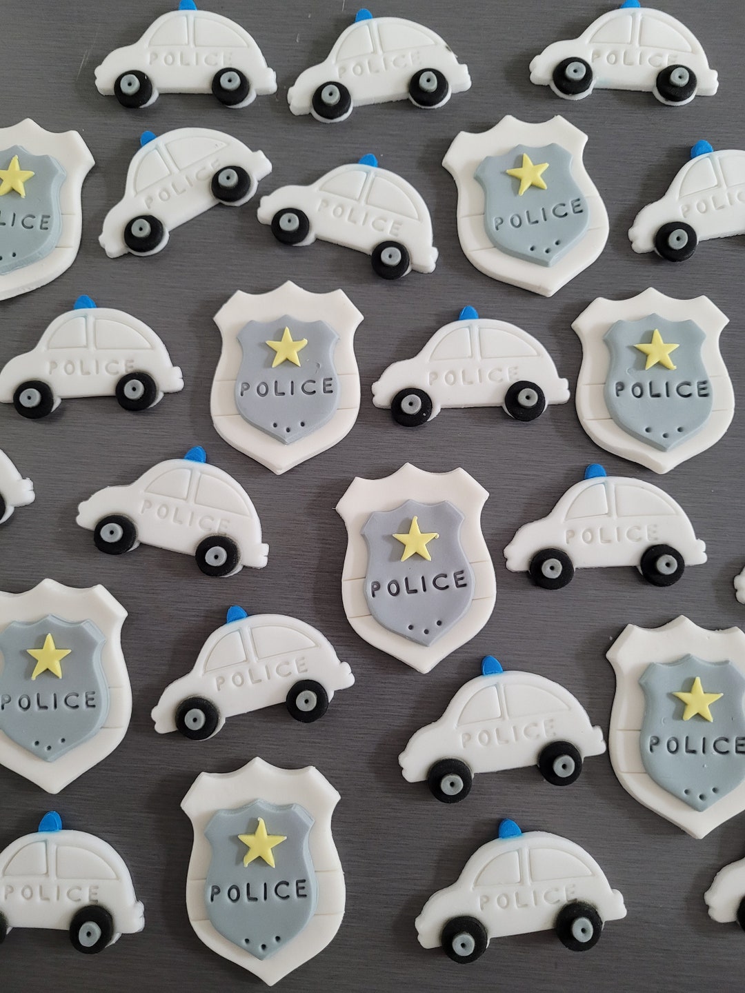 Police Cupcake and Cake Toppers, Fondant Icing Police Food Decorations ...