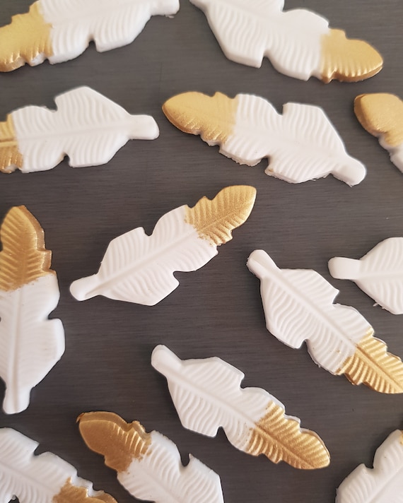 6 X Feather Cake and Cupcake Toppers Fondant Icing Feather | Etsy
