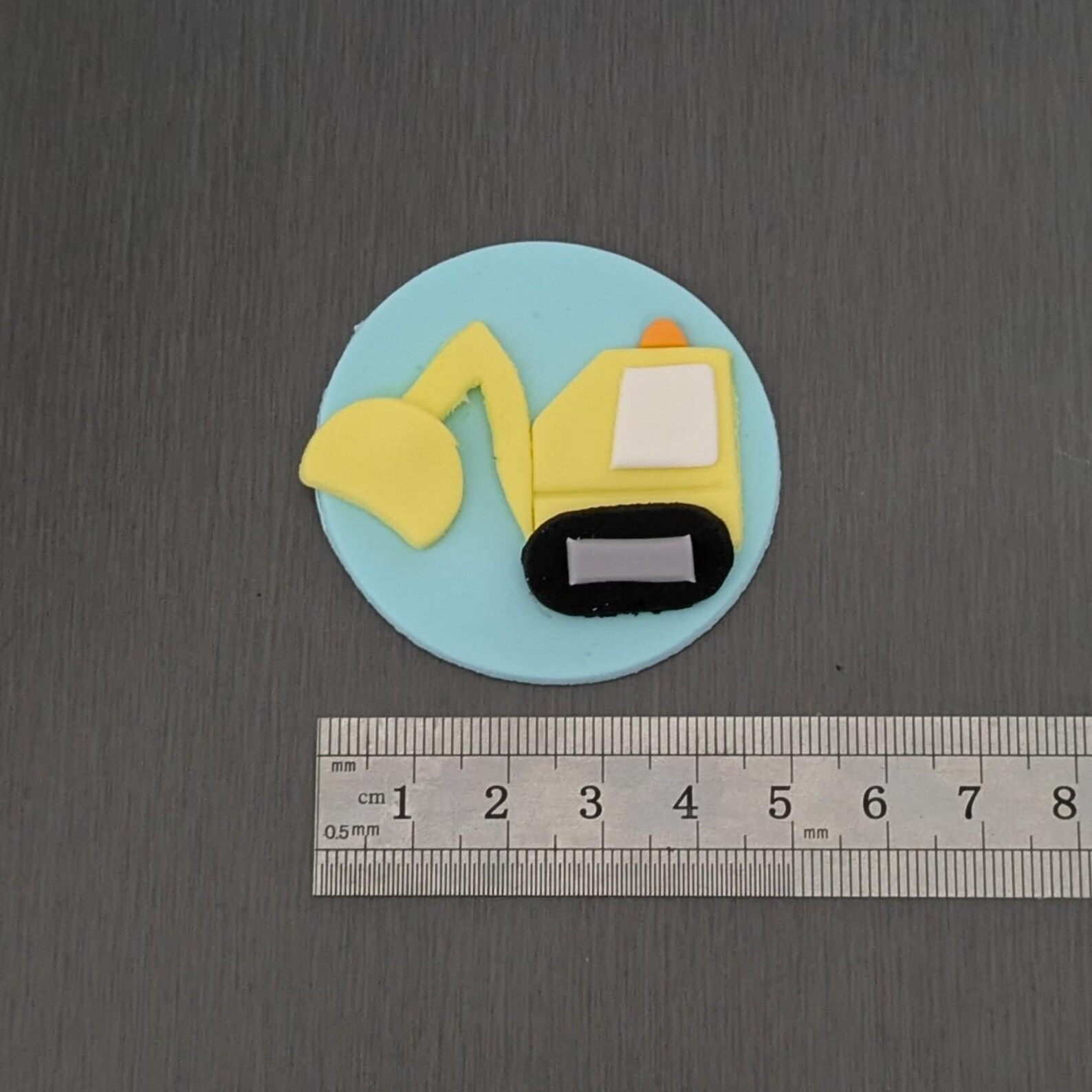 6 X Excavator Cupcake Toppers, Fondant Digger Cupcake Decorations ...