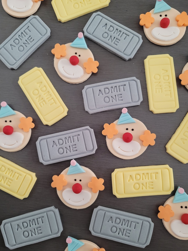 Circus Cupcake Toppers, Circus Clown Cupcake Decorations, Fondant Icing ...