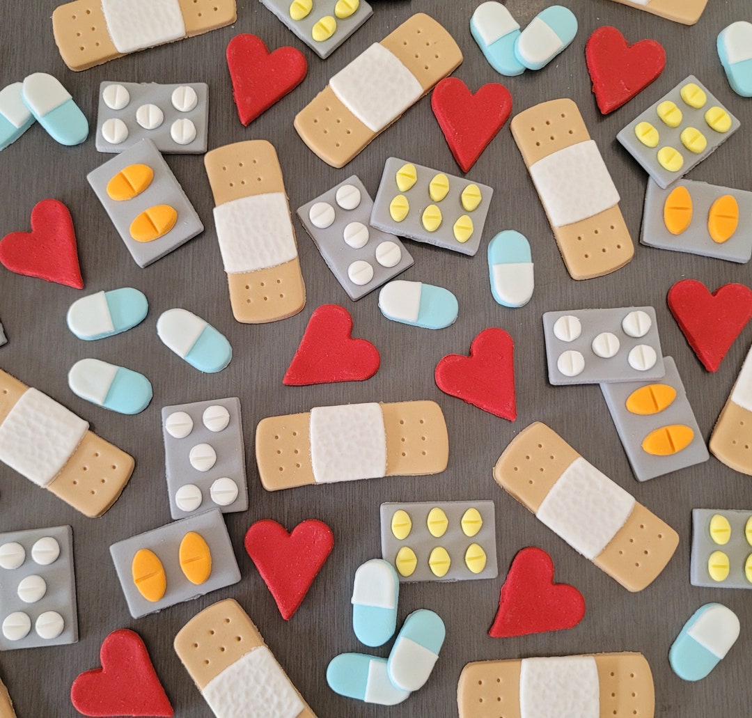 1 X Medical Cake and Cupcake Toppers, Fondant Capsule Decoration ...