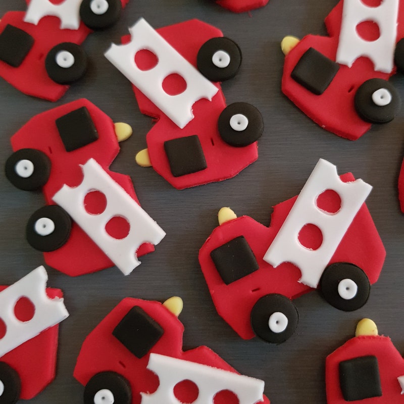 Fondant Fire Truck Cake Toppers - Etsy