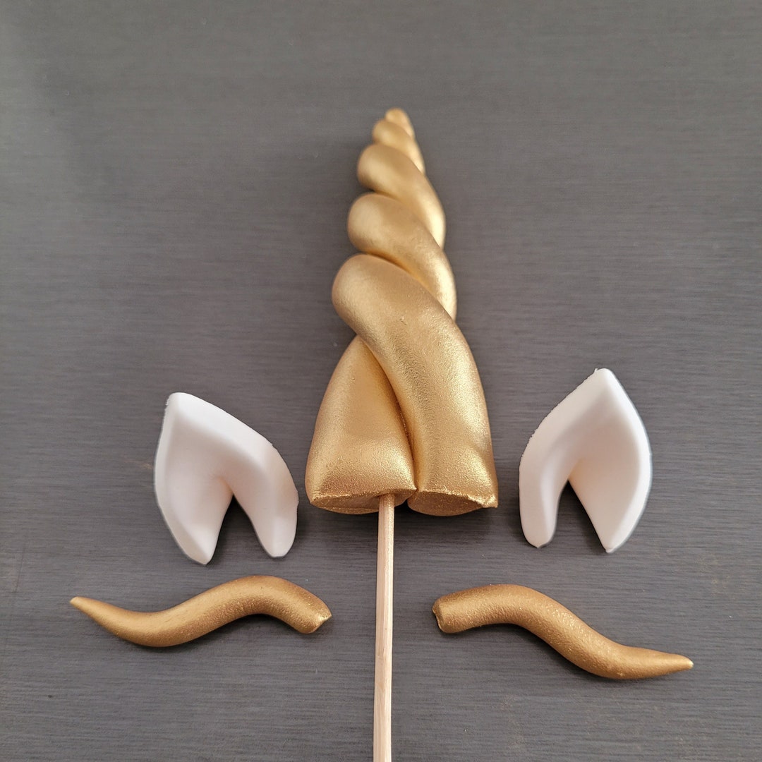 1 X Unicorn Horn Cake Topper, Fondant Gold Unicorn Cake Decoration ...