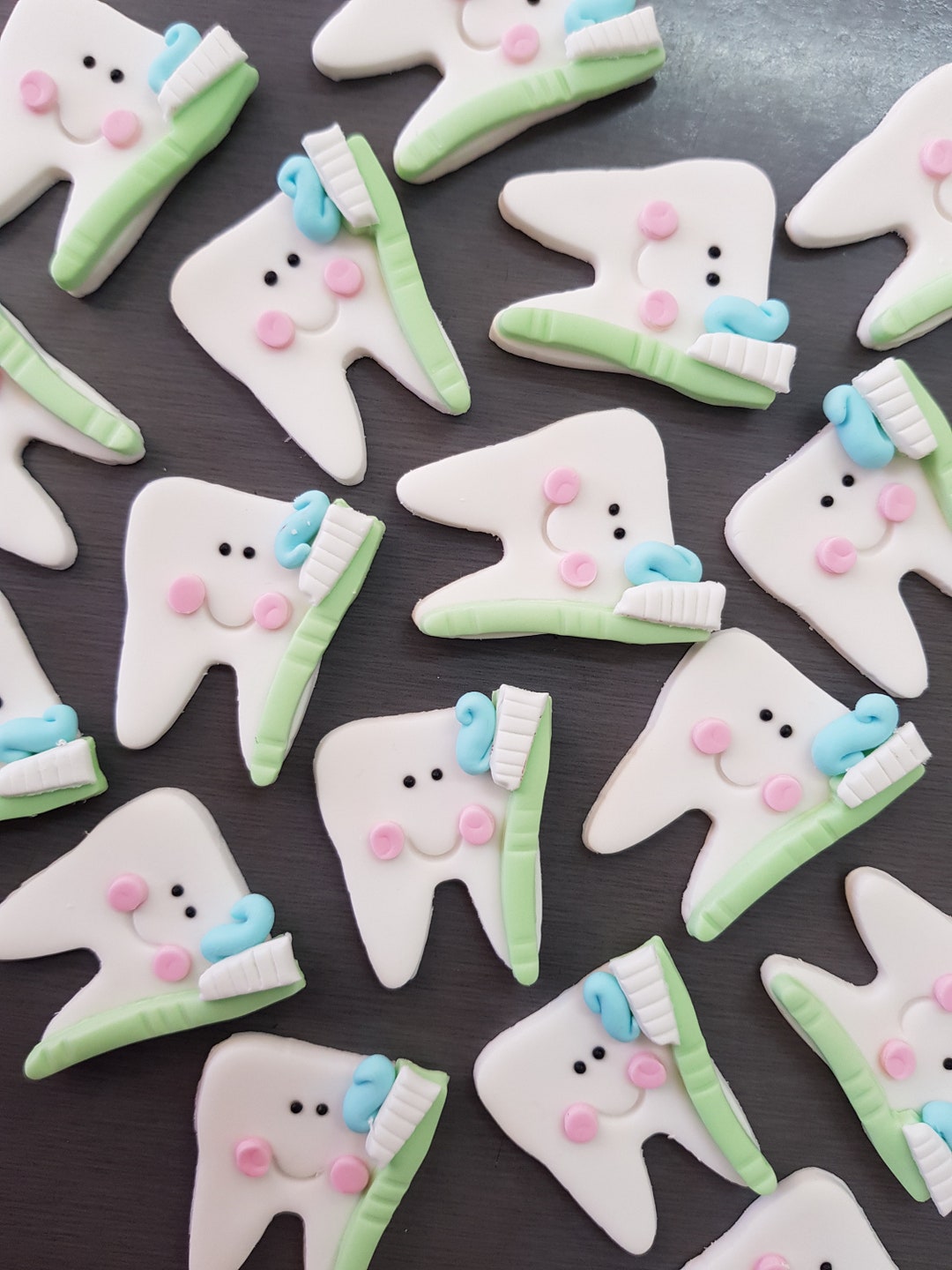 6 X Tooth W.tooth Brush Cupcake Topper, Teeth Cupcake Decorations ...