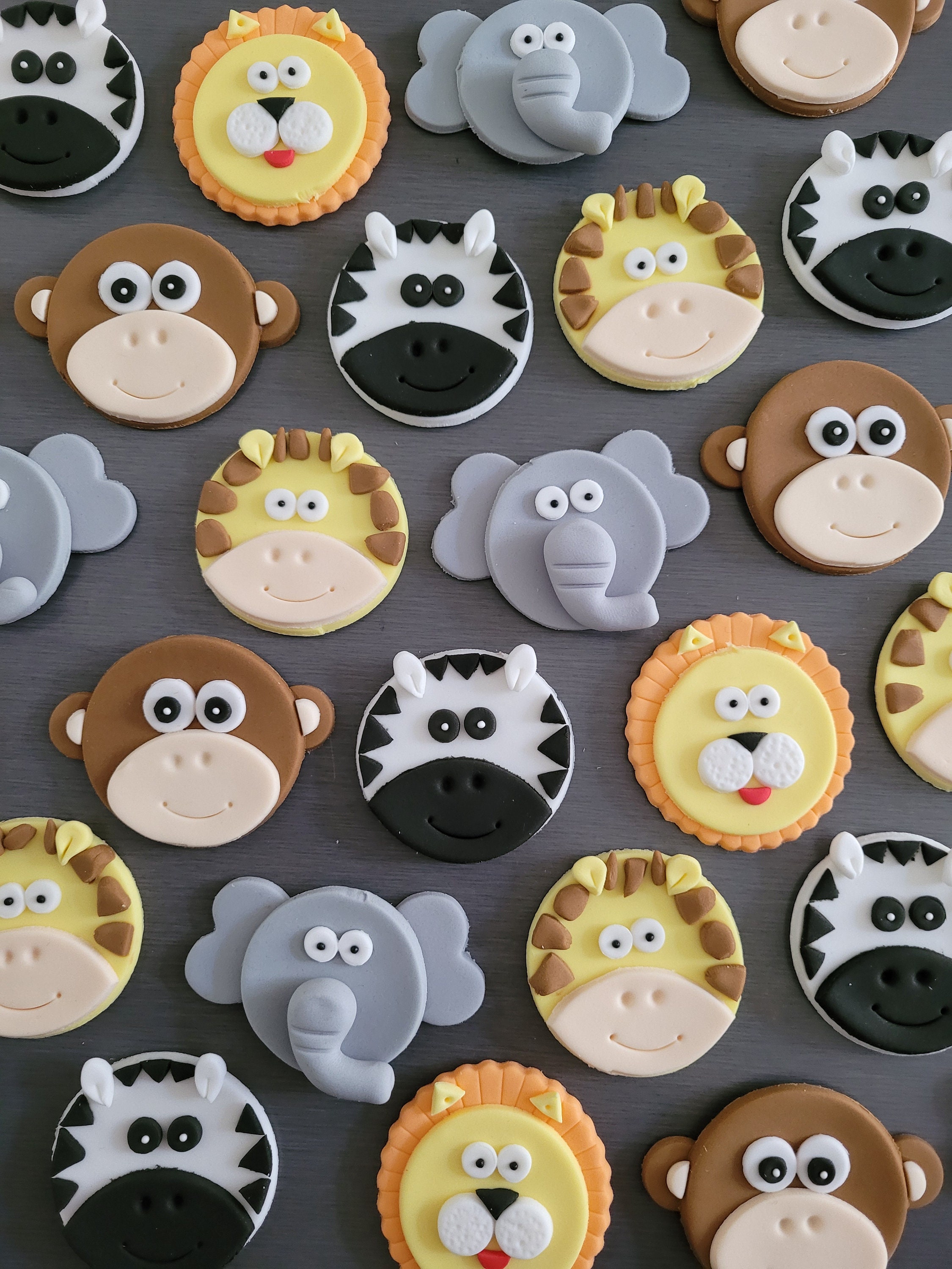 Jungle Safari standard Size Animal Cupcake Toppers Jungle - Etsy