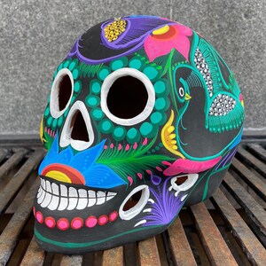 Hand-painted Mexican Huichol Large Calavera Skull. Day of the Dead, Dia ...