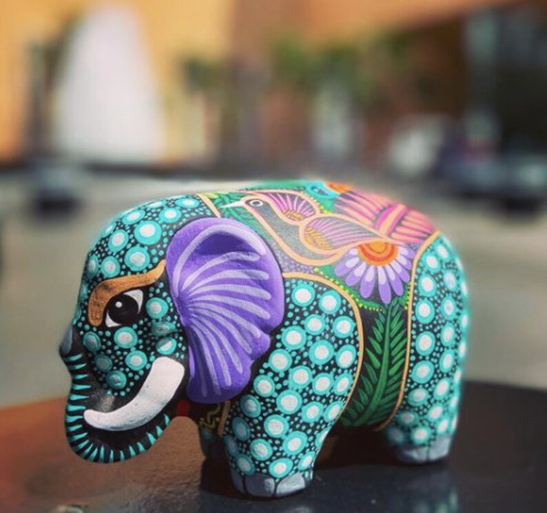 Hand-painted Mexican Huichol Elephant. Mexican Decor. Handmade | Etsy