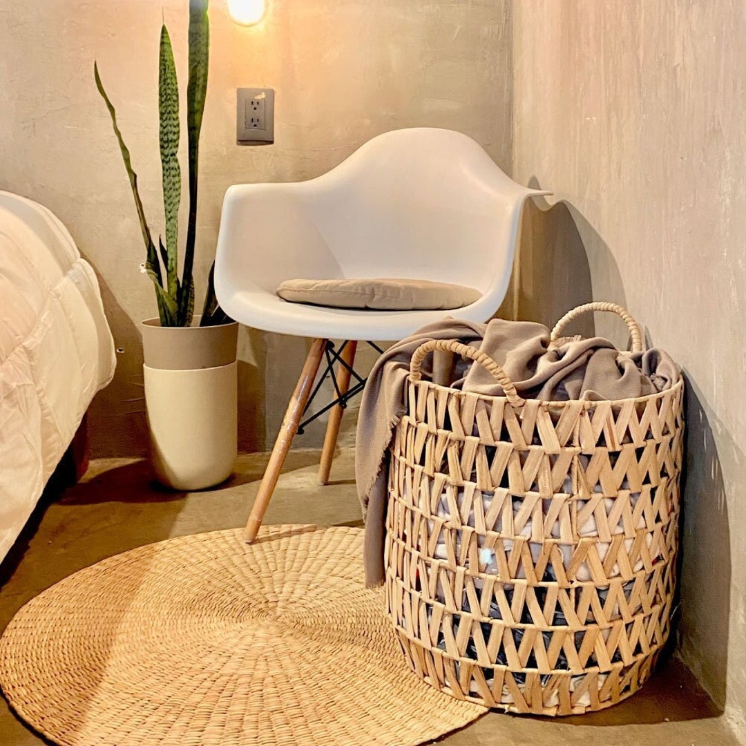 Zig Zag Natural Palma Authentic Mexican Reed Chuspata Handwoven Basket ...