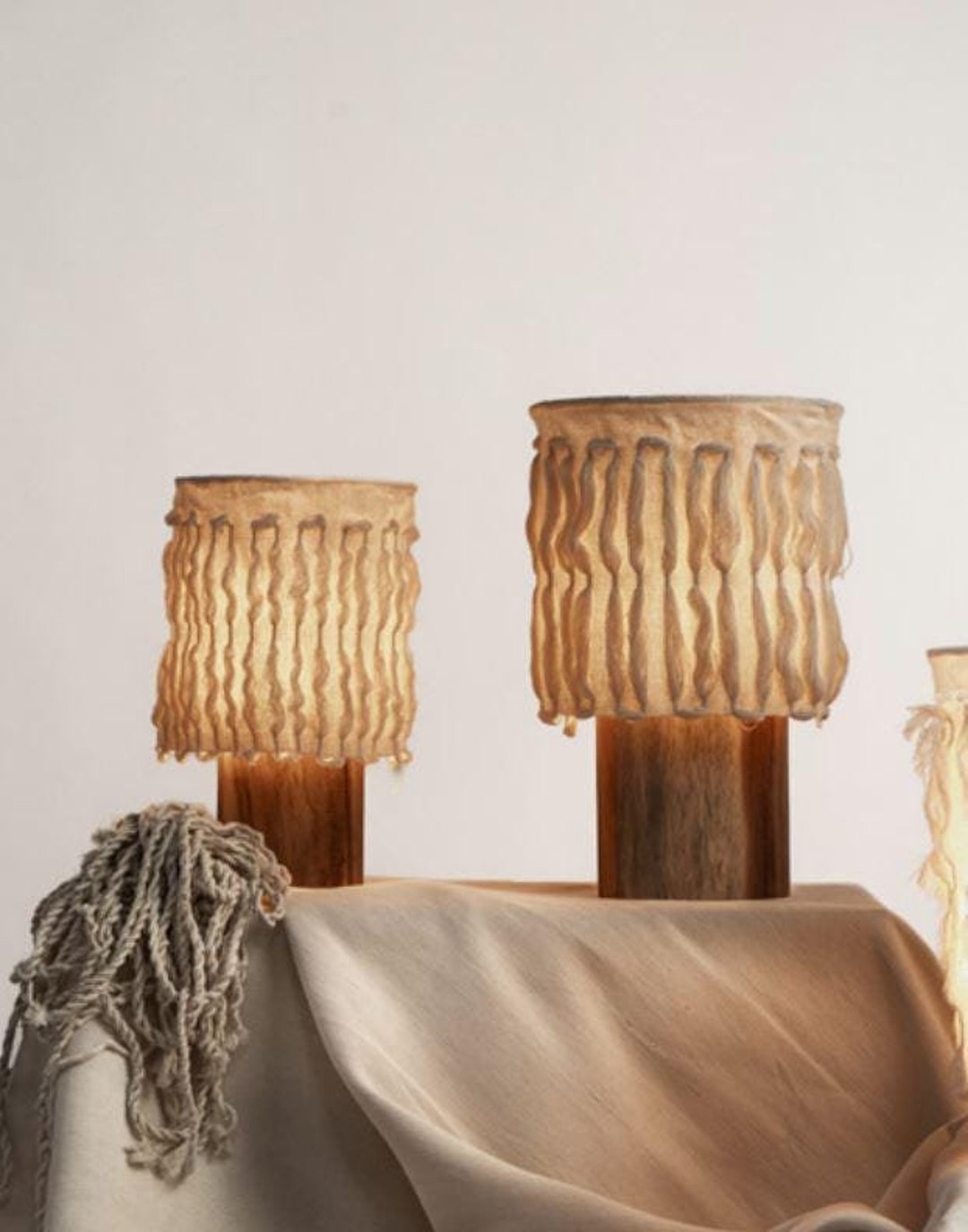 Camelia Wood and Fabric Table Lamp Made in Mexico. 7x13 or 10x16 Inches ...