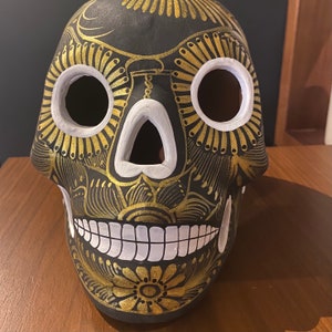Hand-painted Mexican Huichol Large Calavera Skull. Day of the Dead, Dia ...