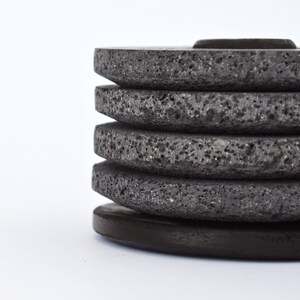 Water Disc Round Stone Coaster Set of 4 With Oak Wood Holder. Absorbent ...