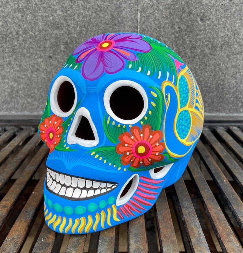 Hand-painted Mexican Huichol Large Calavera Skull. Day of the - Etsy