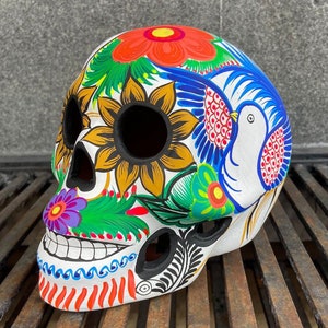 Hand-painted Mexican Huichol Large Calavera Skull. Day of the Dead, Dia ...