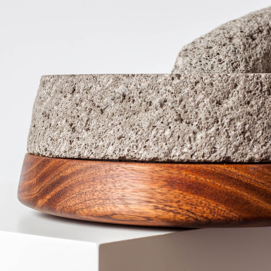 Stone & Wood Authentic Mexican Molcajete + Tortilla Warmer. Hand Carved ...