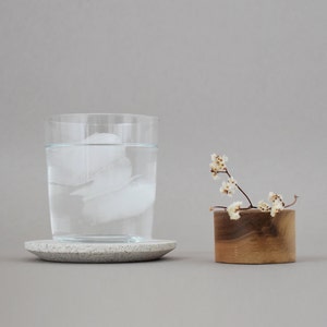 Water Disc Round Stone Coaster Set of 4 With Oak Wood Holder. Absorbent ...