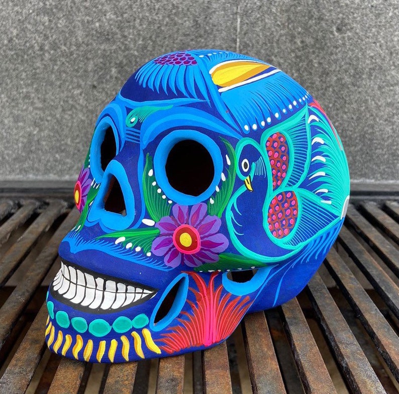 Hand-painted Mexican Huichol Large Calavera Skull. Day of the | Etsy