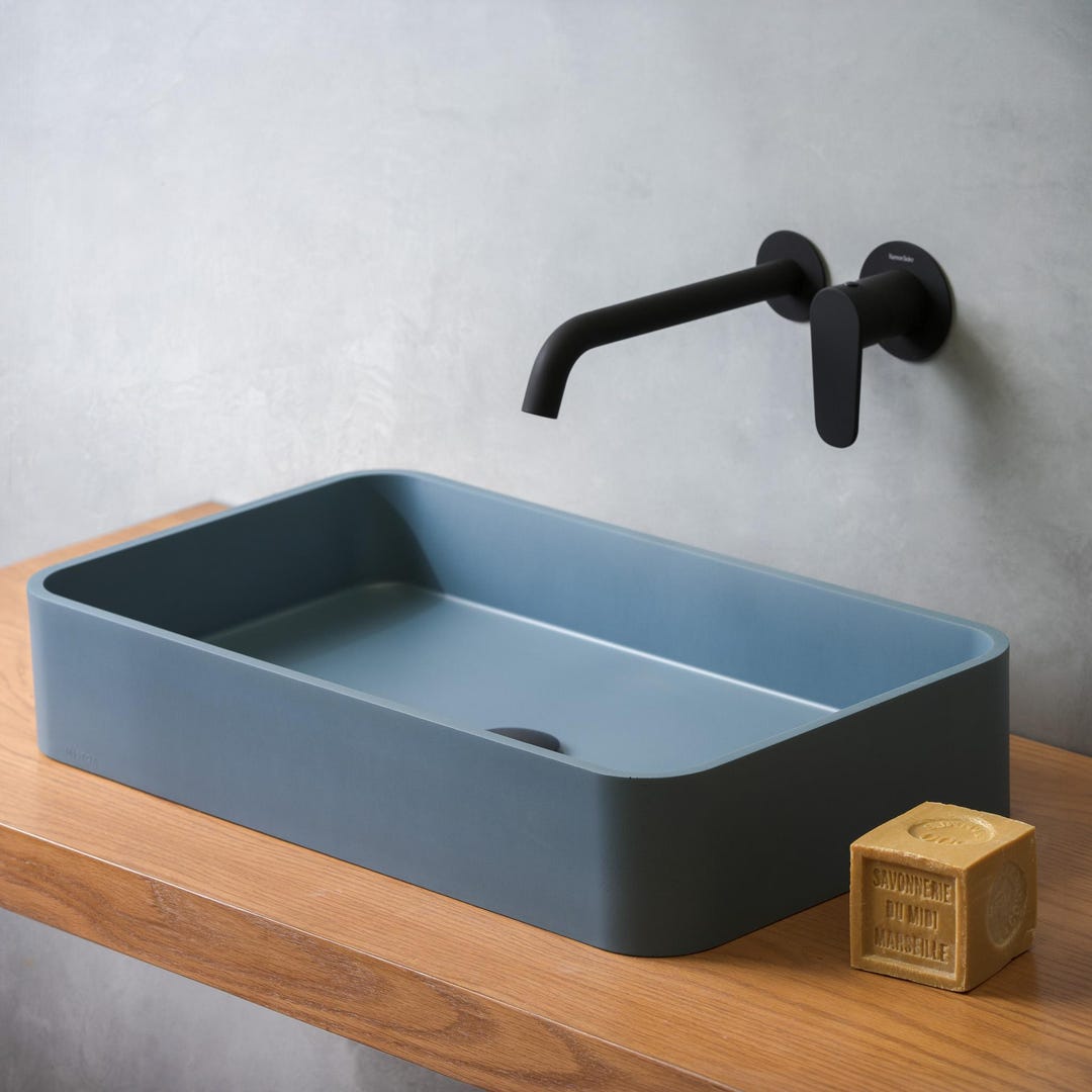 Sisa Rectangular Modern Concrete Vessel Sink Washbasin. Mexico Handmade ...