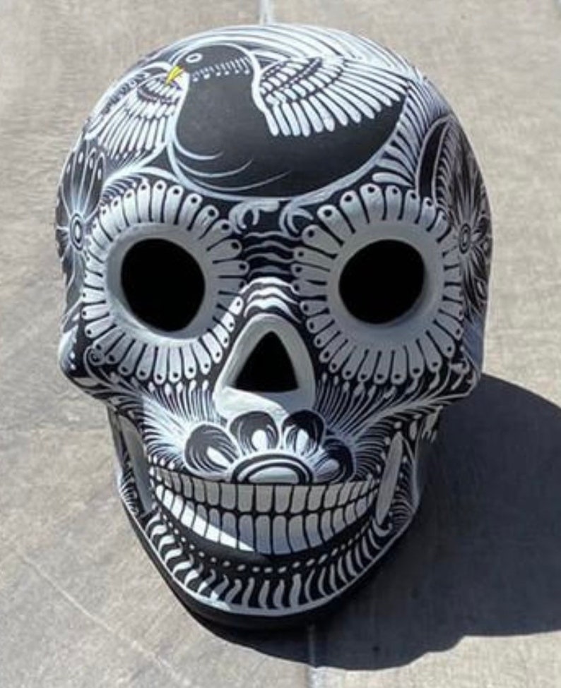 Hand-painted Mexican Huichol Large Calavera Skull. Day of the - Etsy