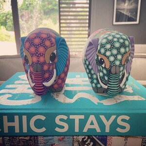 Hand-painted Mexican Huichol Elephant. Mexican Decor. Handmade and Hand ...