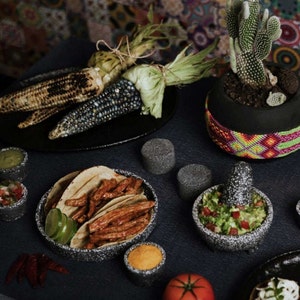 Taco Serving Tray. Authentic Mexican Marble-stone Taco Holder Kit ...