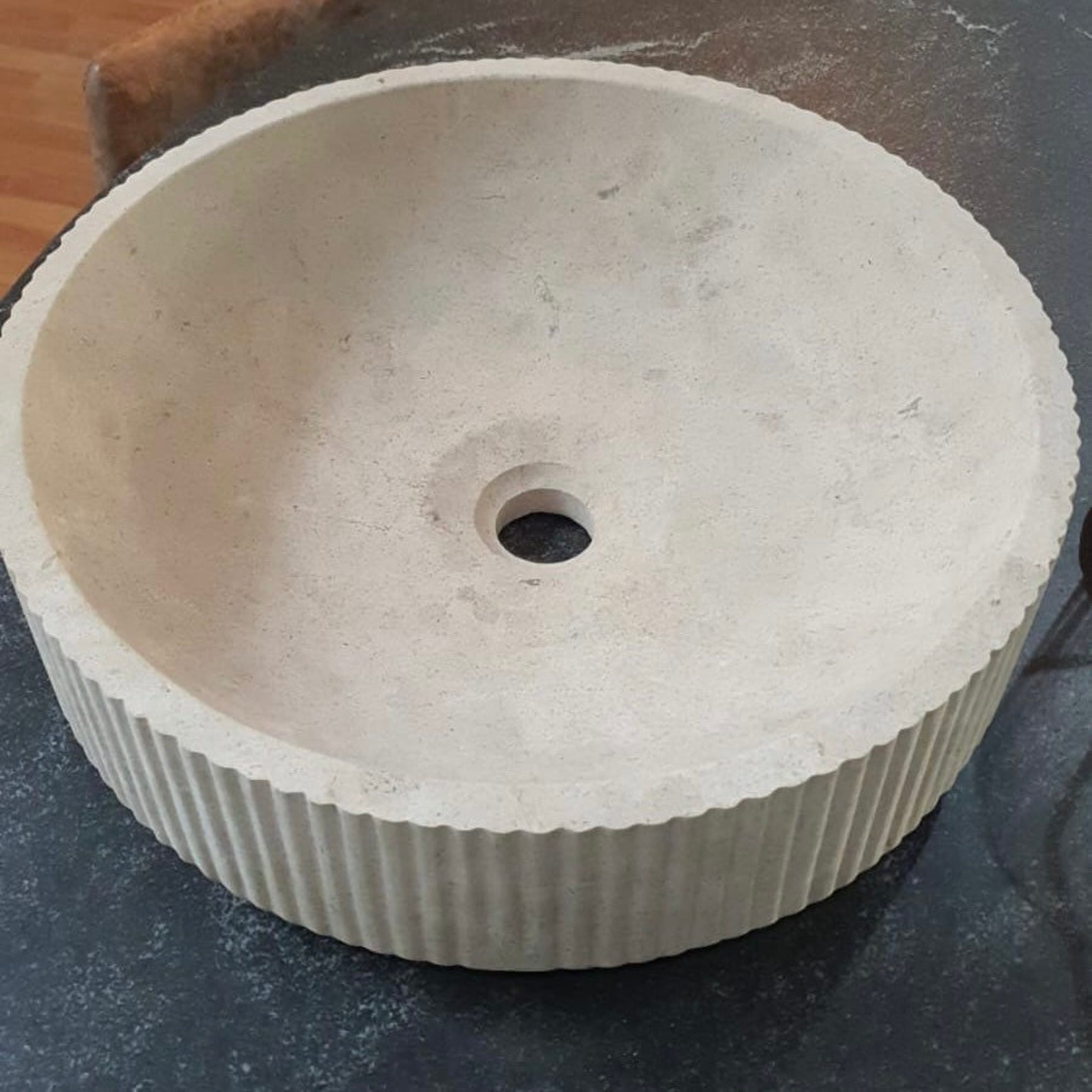 Arena Sand Round Natural Marble Stone Vessel Sink Washbasin. High ...