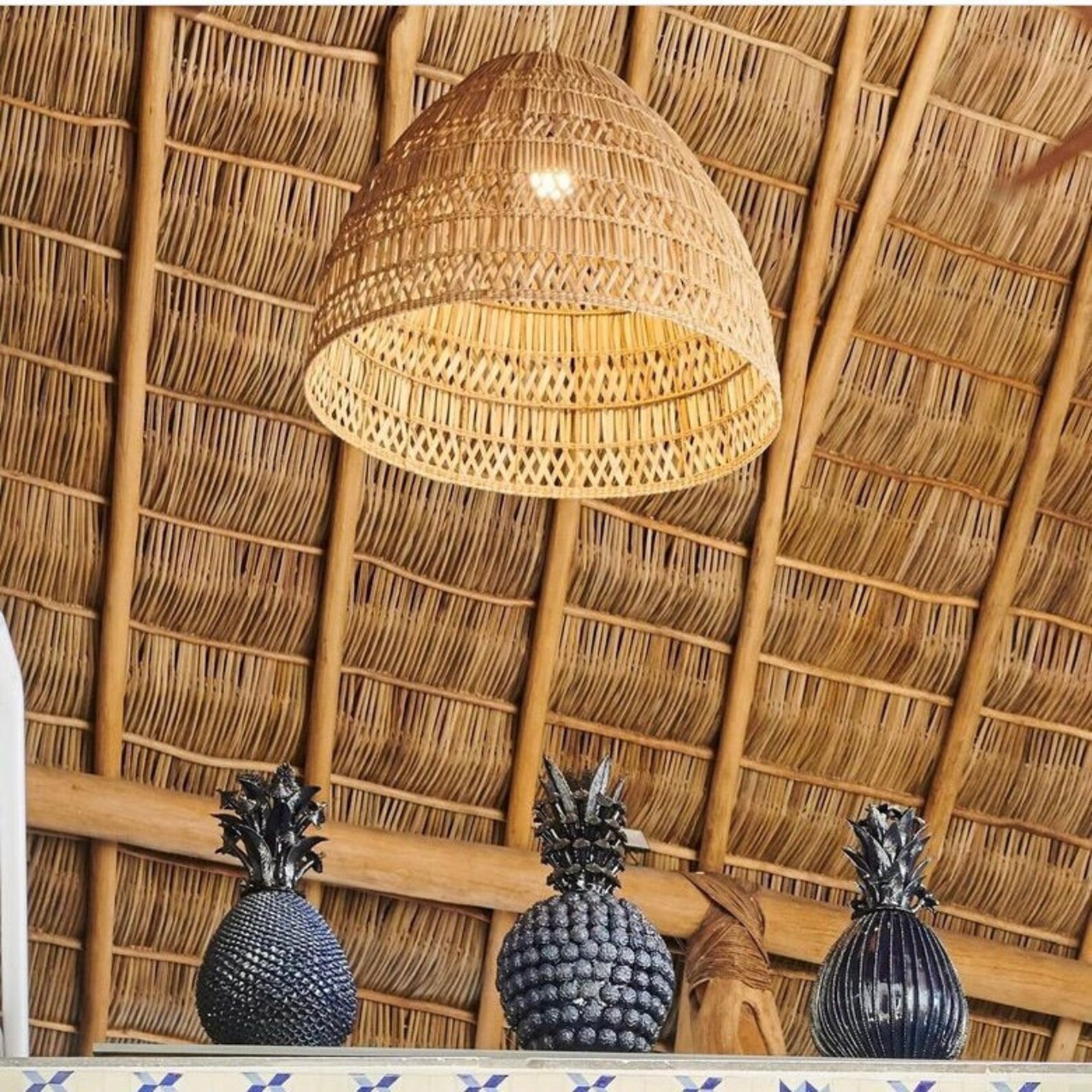 Maruata Natural Reed Chuspata Authentic Mexican Handwoven Pendant Lamp ...