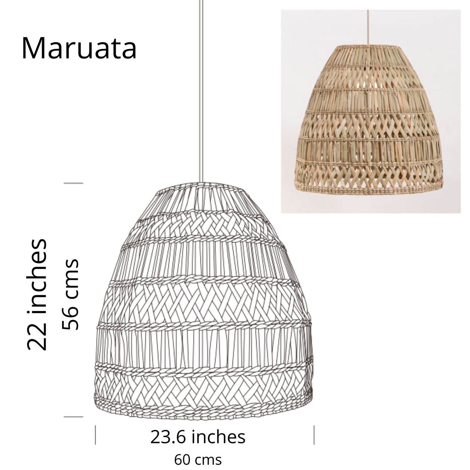 Maruata Natural Reed Chuspata Authentic Mexican Handwoven Pendant Lamp ...