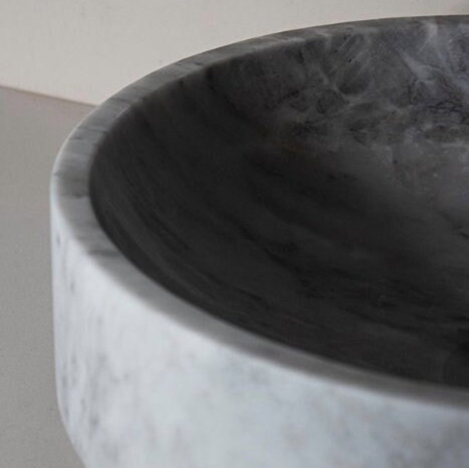 Roca Gray Round Natural Marble Stone Vessel Sink Washbasin. High ...
