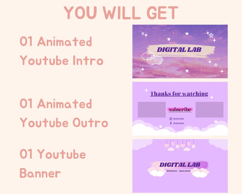 Custom Animated Youtube Intro Youtube Outro Youtube Banner - Etsy