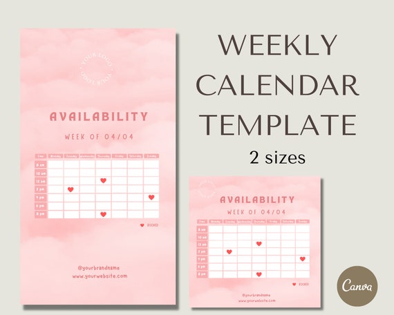 Instagram Post and Story Weekly Calendar Template Appointment | Etsy