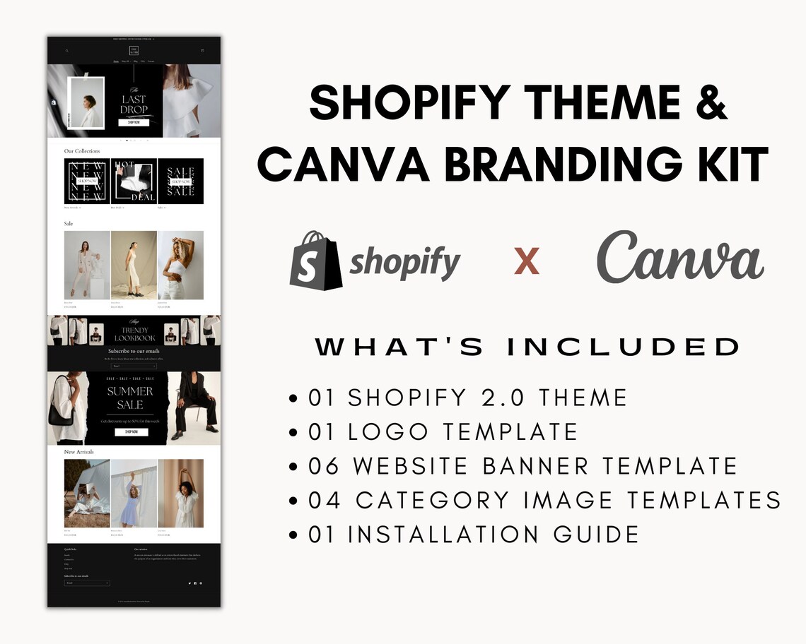Shopify Theme Template 2.0 Luxury Black and White E-commerce - Etsy