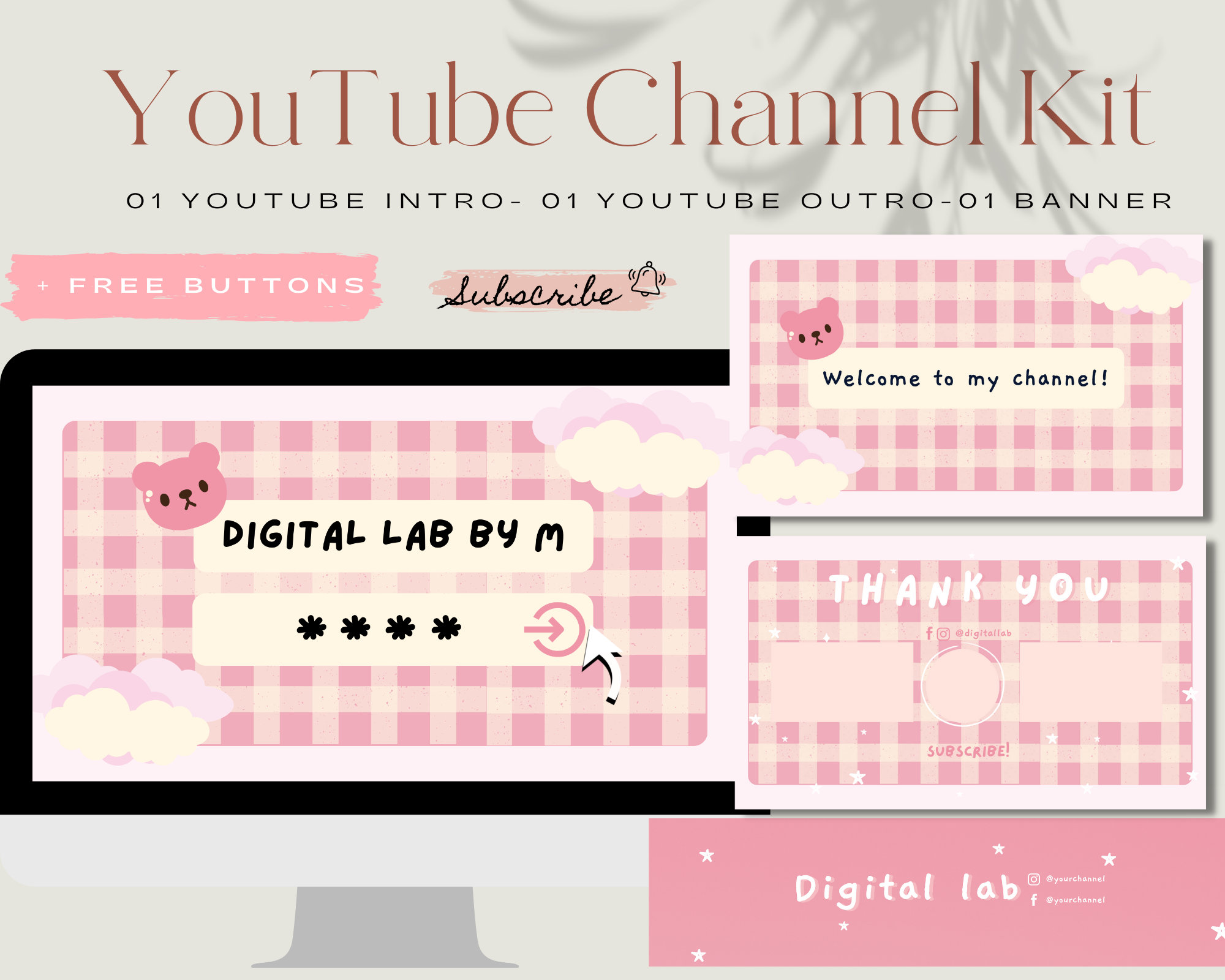 Aesthetic Custom Animated Youtube Intro Outro Youtube Banner - Etsy