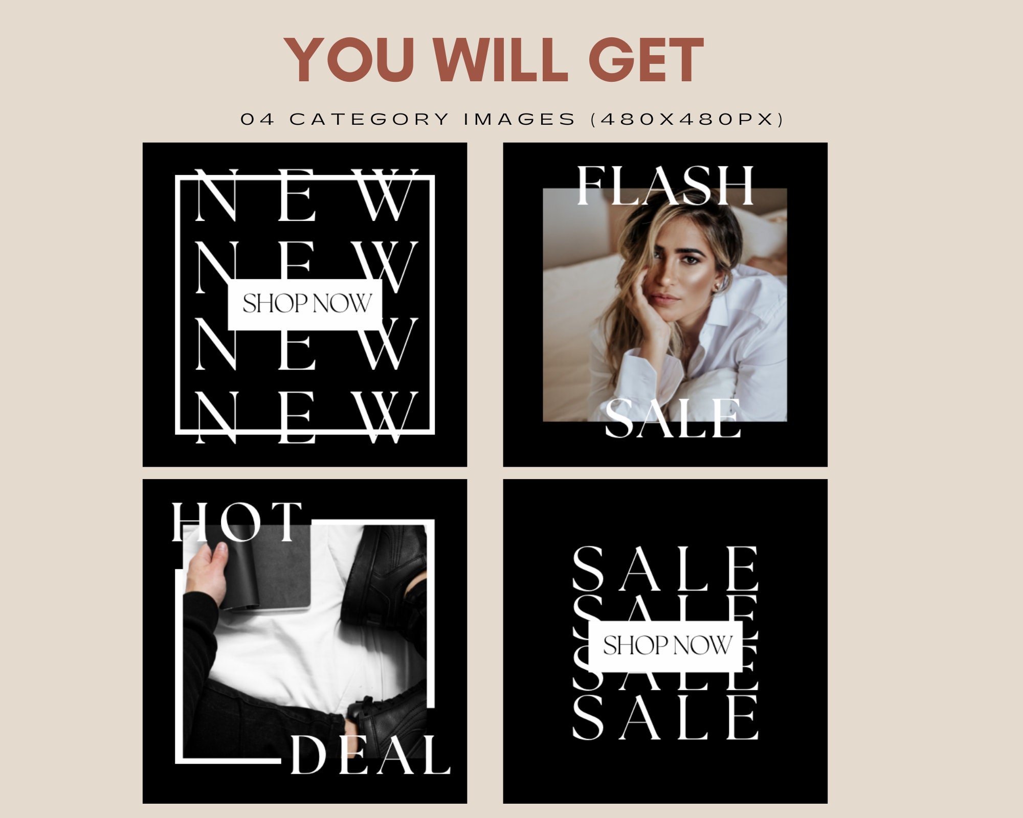 DIY Black and White Banner Set Shopify Editable Canva Fashion - Etsy