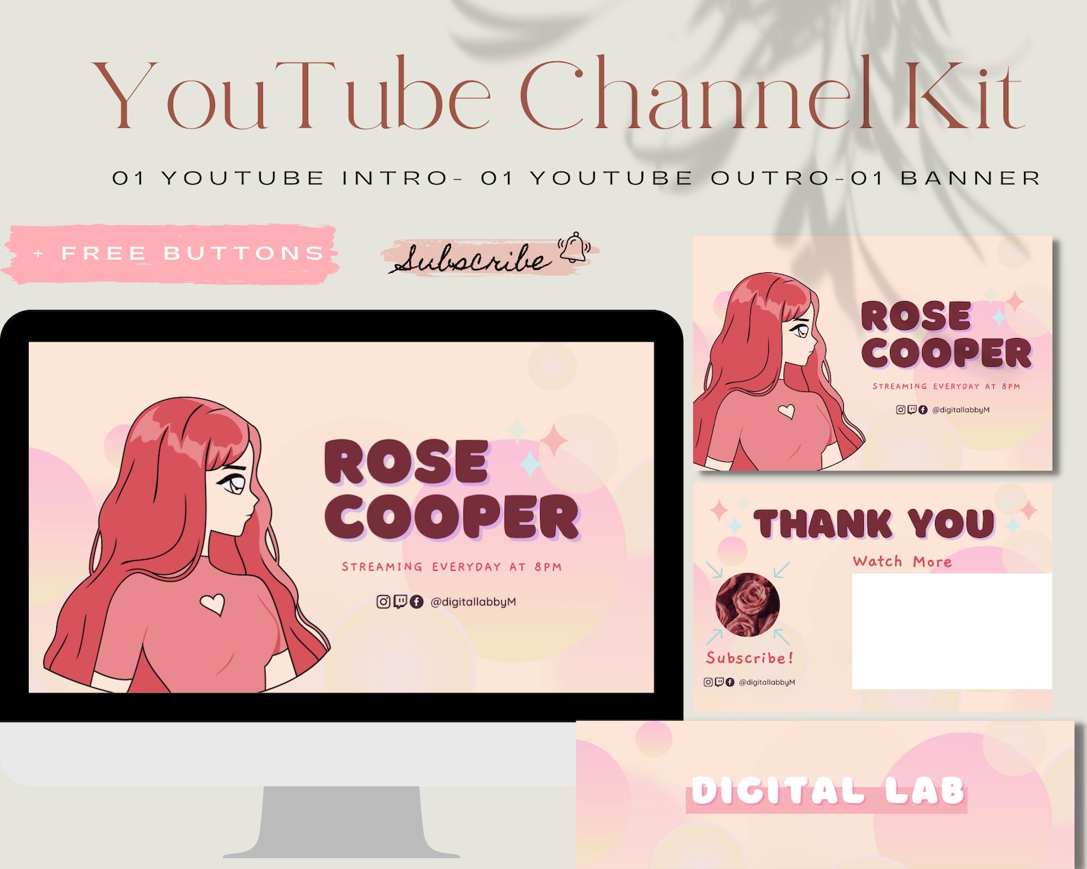 Editable Animated Youtube Intro Outro Youtube Banner Custom - Etsy